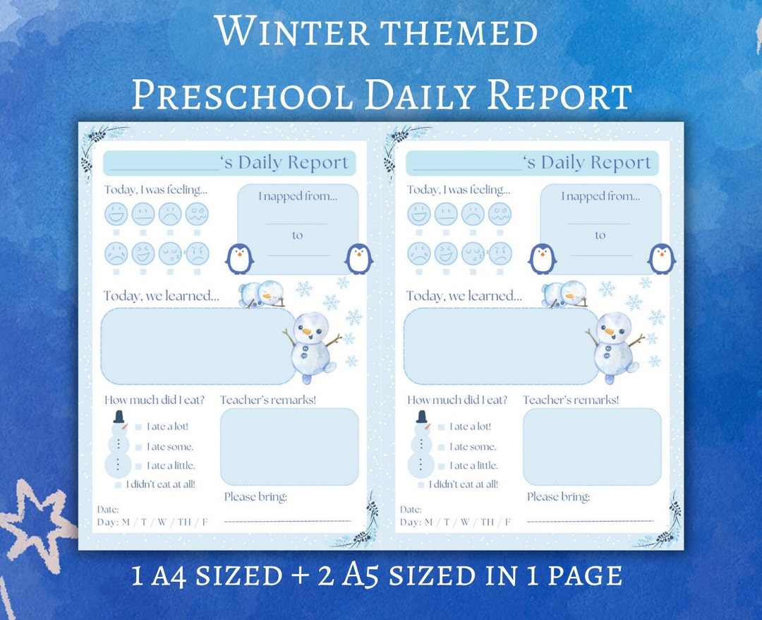 Preschool Daily Report | Toddler Daily Log | Daycare Report Card ...