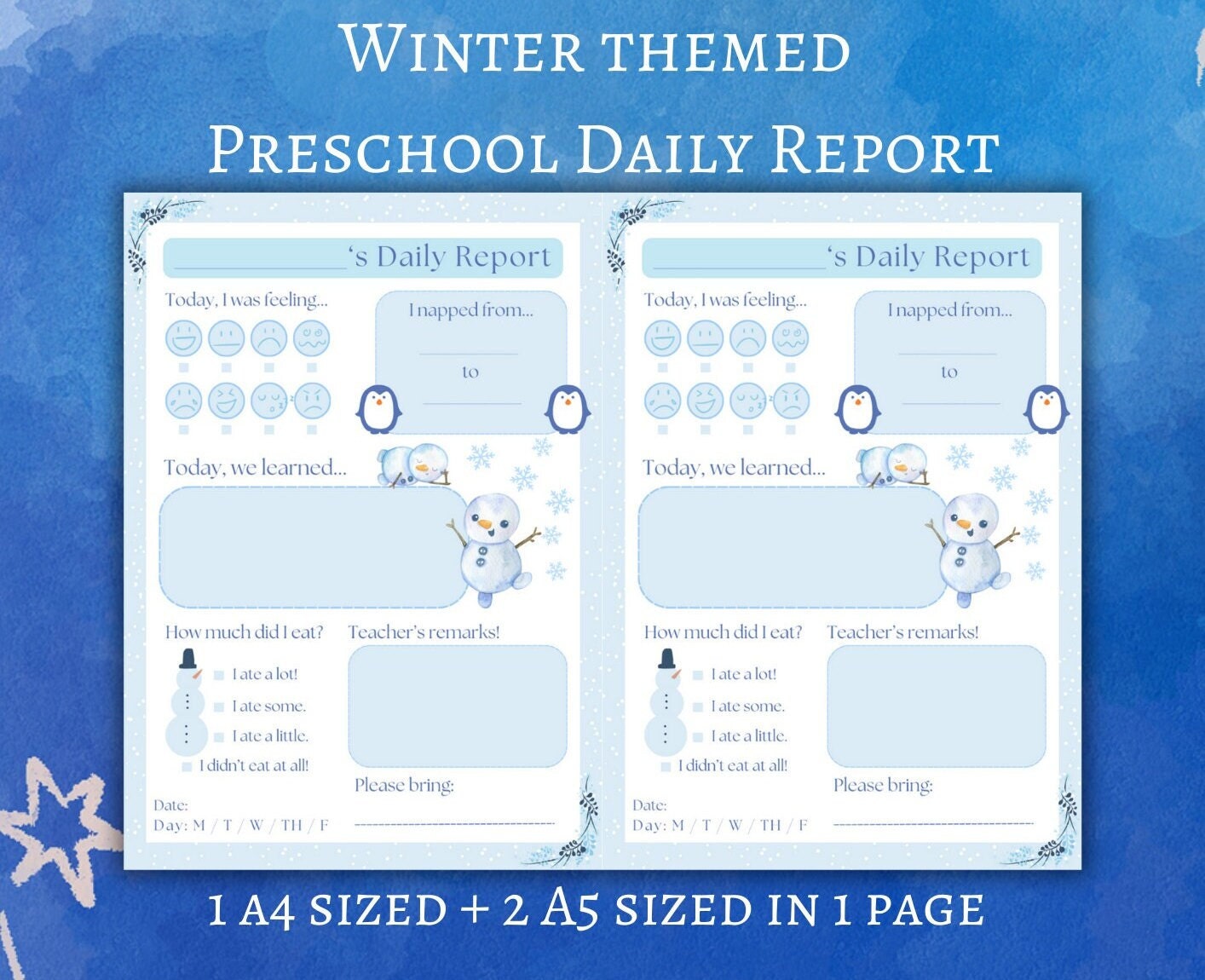 Preschool Daily Report | Toddler Daily Log | Daycare Report Card ...