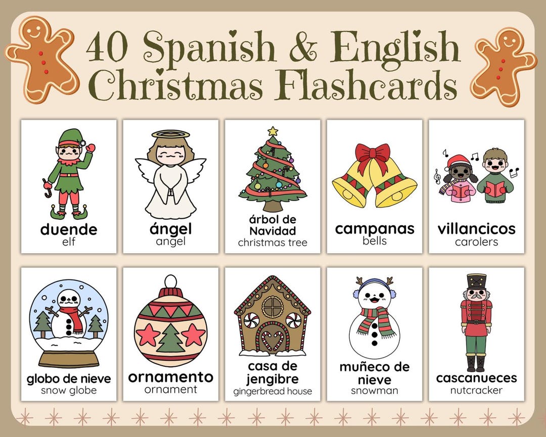 40 Spanish and English Bilingual Christmas Vocabulary Flashcards ...