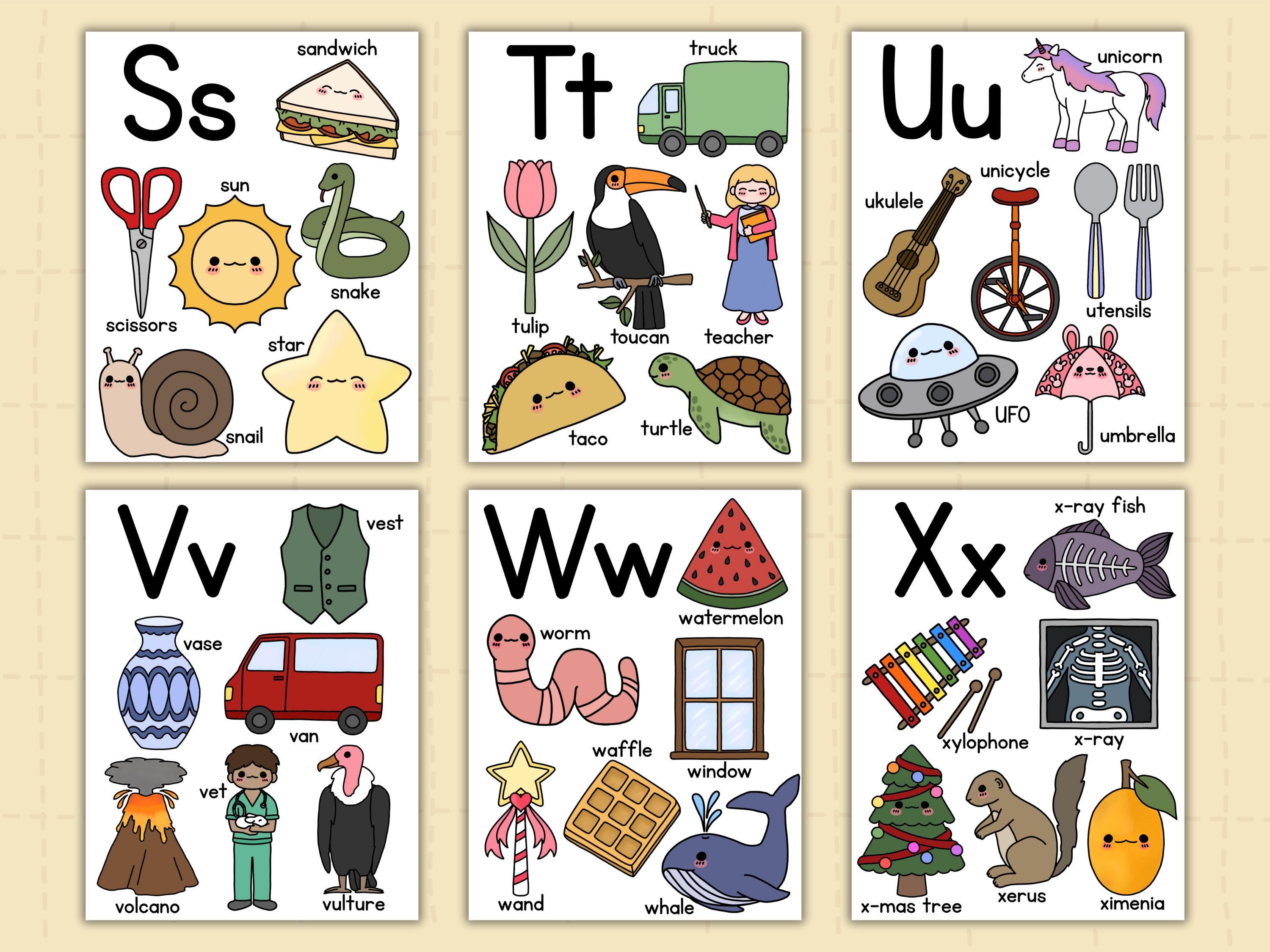Preschool Alphabet Posters | Beginning Sounds Word Charts | Educational ...