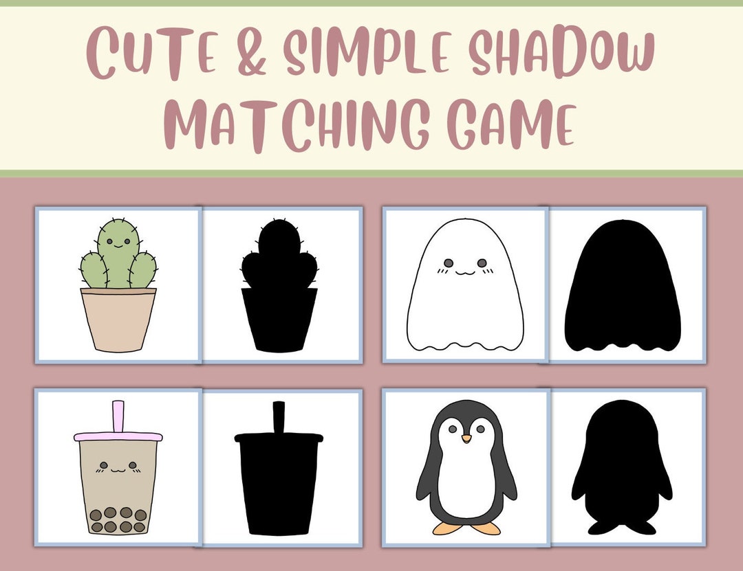 50 Cute and Simple Shadow Matching Cards Game | Matching Activity ...