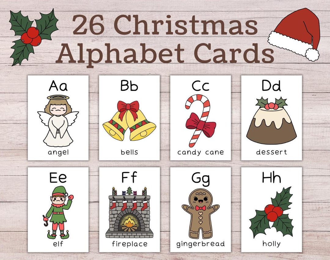 26 Christmas Vocabulary Alphabet Flashcards | Preschool Christmas A-Z ...