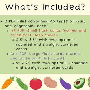 45 Fruits and Vegetables Flash Cards | Montessori Flashcards ...