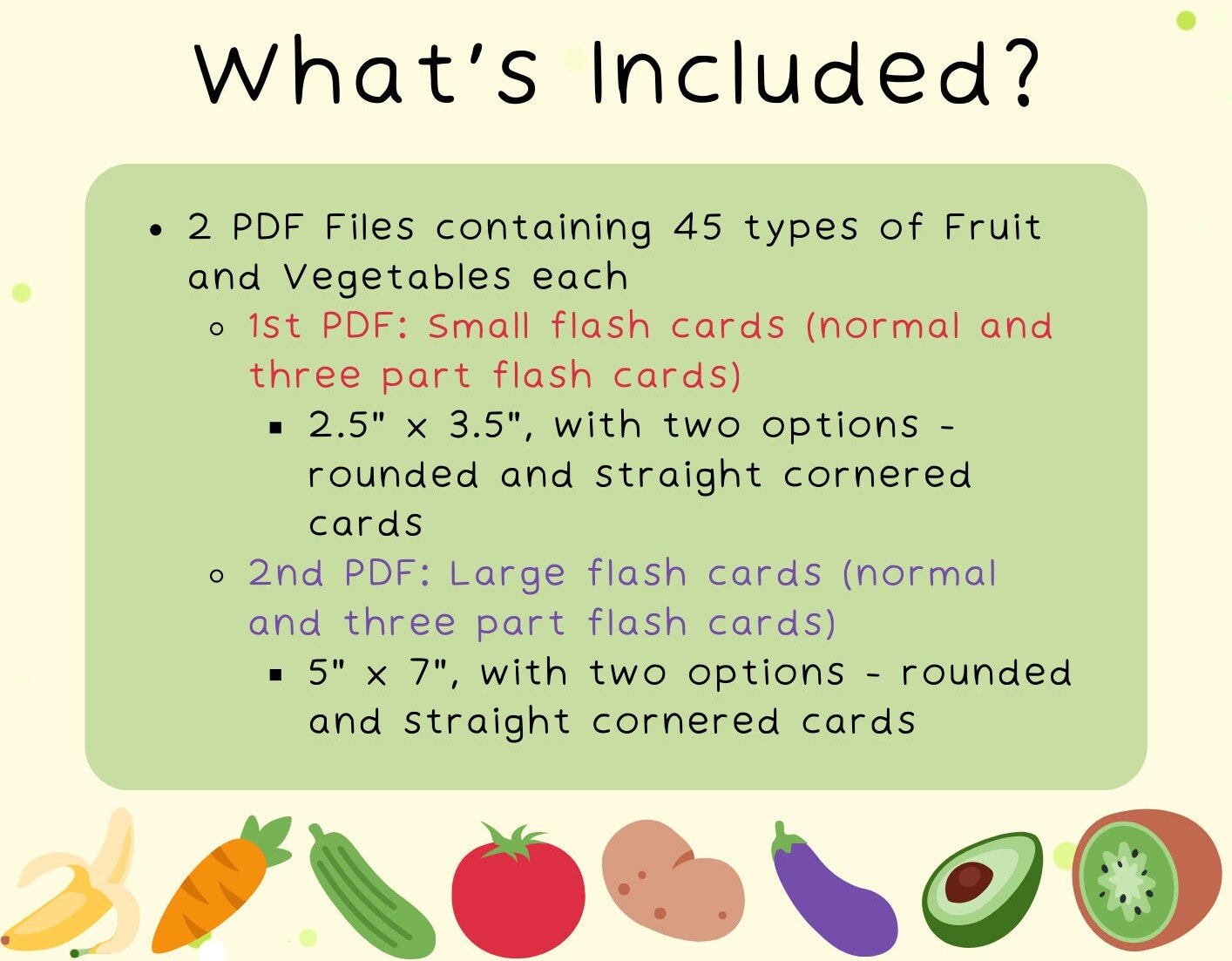 45 Fruits and Vegetables Flash Cards | Montessori Flashcards ...