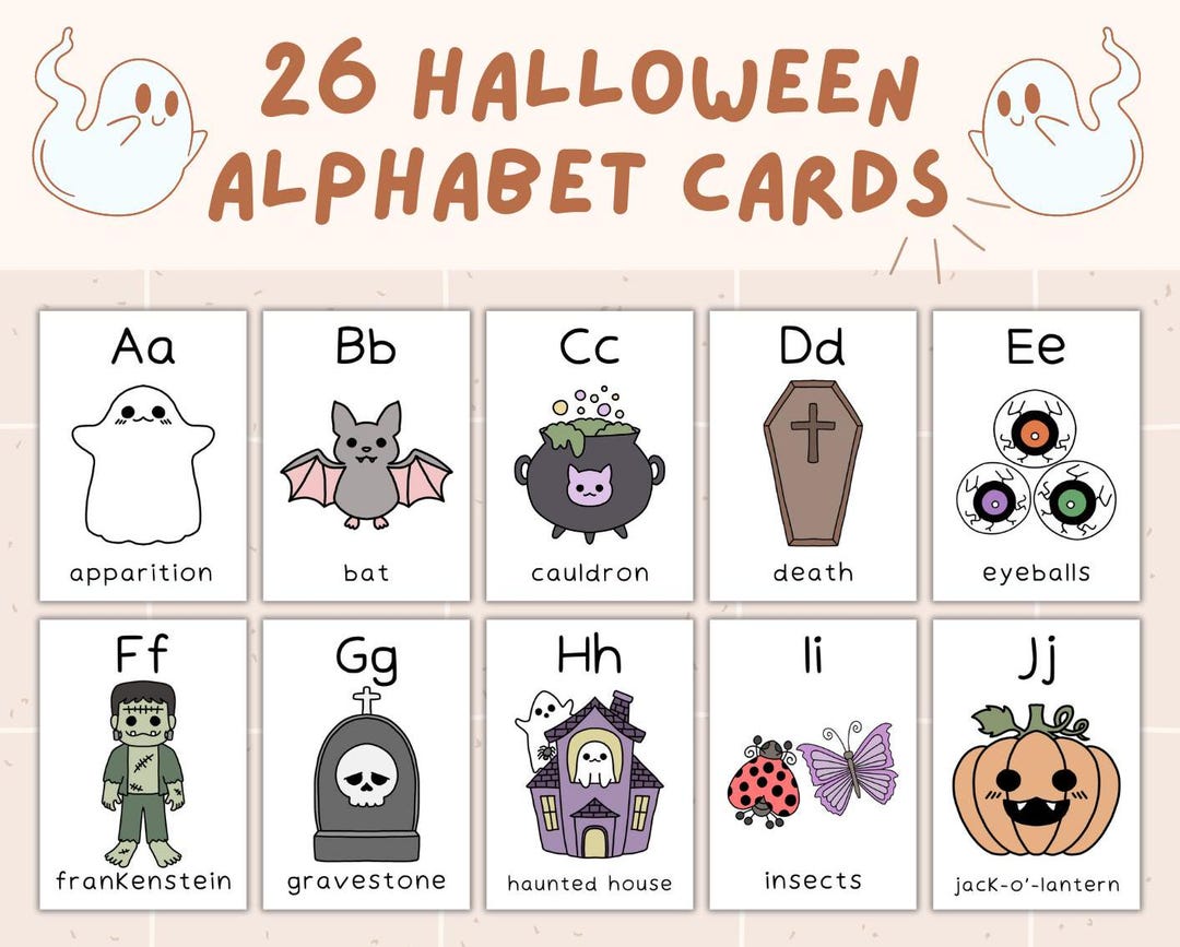 26 Halloween Alphabet Flashcards | Halloween ABC A-Z Flashcards ...