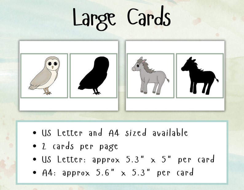 24 Farm Animal Matching Shadow Card Game | Matching Activities ...