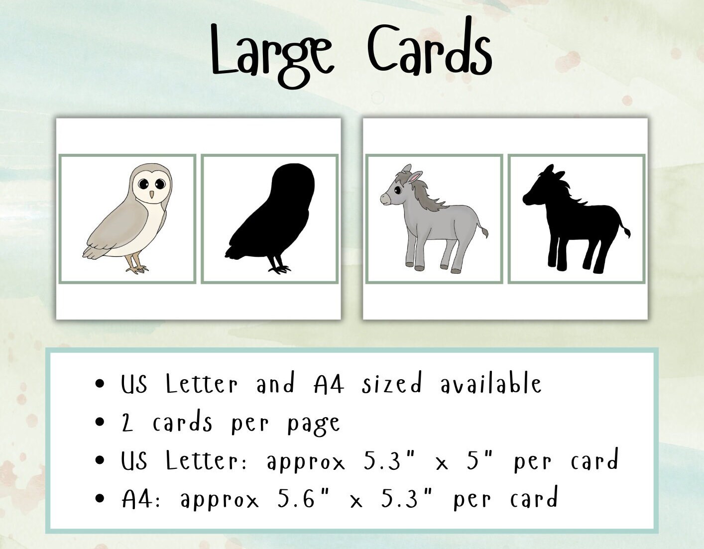 24 Farm Animal Matching Shadow Card Game | Matching Activities ...