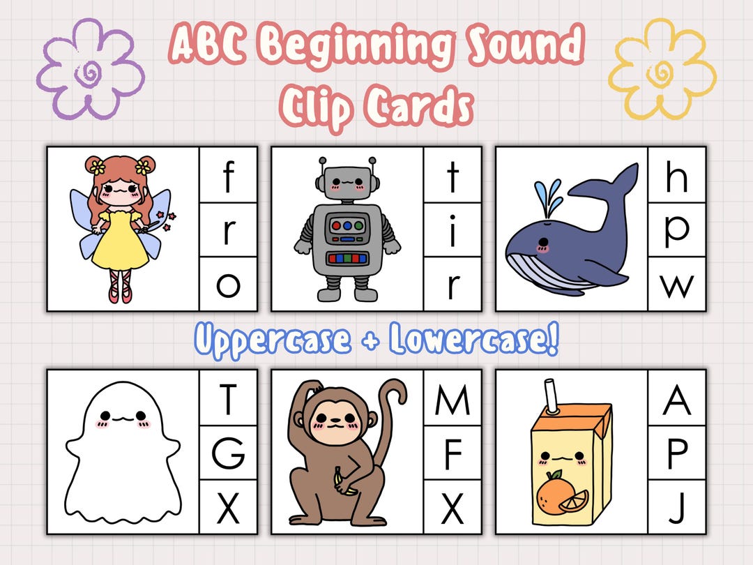 A-Z Letters Clip Cards | Beginning Sounds Alphabet Phonics Peg It Game ...