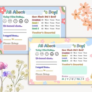 Pastel Preschool Daily Report | Homeschool Report Card| Toddler Daily ...