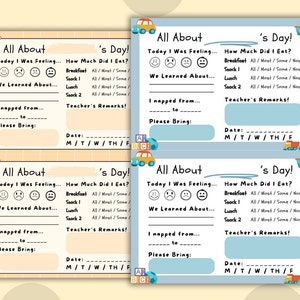 Preschool Daily Report | Daycare Daily Log | Toddler Daily Log ...