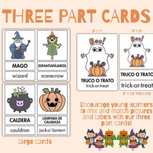 32 Spanish and English Bilingual Halloween Flashcards | Preschool ...