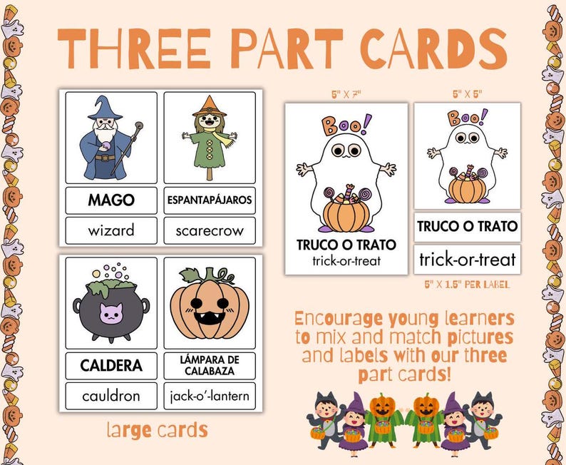 32 Spanish and English Bilingual Halloween Flashcards | Preschool ...