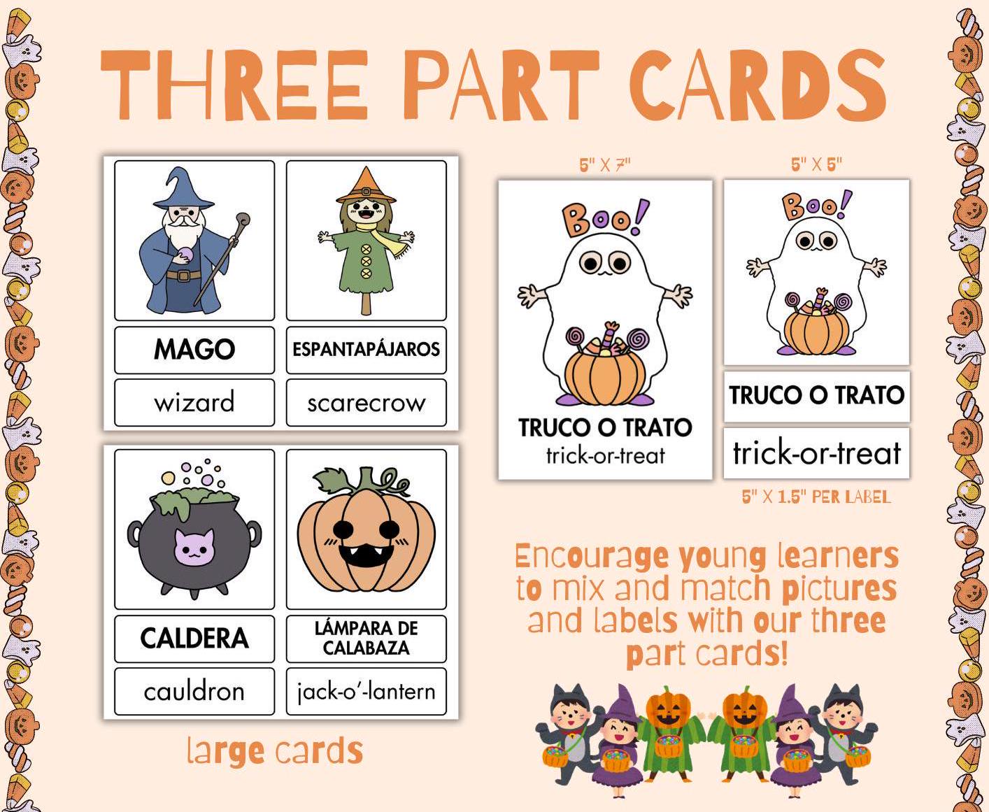 32 Spanish and English Bilingual Halloween Flashcards | Preschool ...