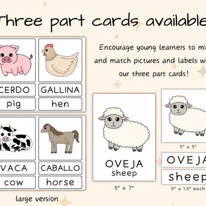 24 Spanish and English Bilingual Farm Animals Flashcards | Preschool ...
