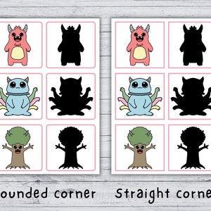 20 Cute Monsters Shadow Matching Game | Monster Puzzles | Matching ...