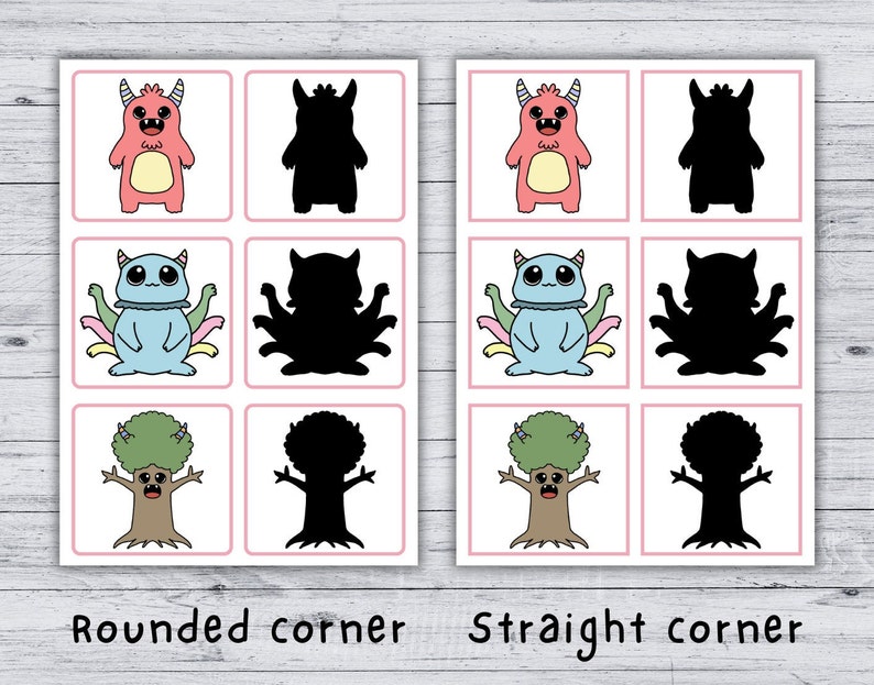 20 Cute Monsters Shadow Matching Game | Monster Puzzles | Matching ...