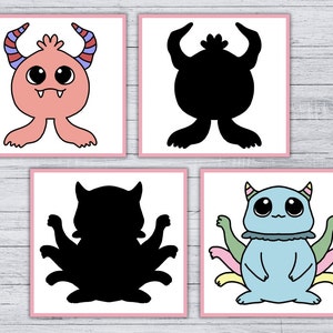20 Cute Monsters Shadow Matching Game | Monster Puzzles | Matching ...