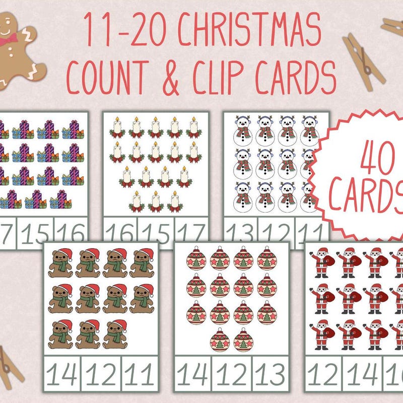 Count and Clip Cards - Etsy