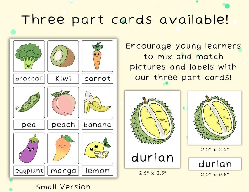 45 Fruits and Vegetables Flash Cards | Montessori Flashcards ...