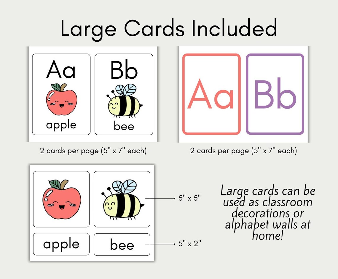 Alphabet Flash Cards ABC Flashcards Toddler Preschool Printables A-Z ...