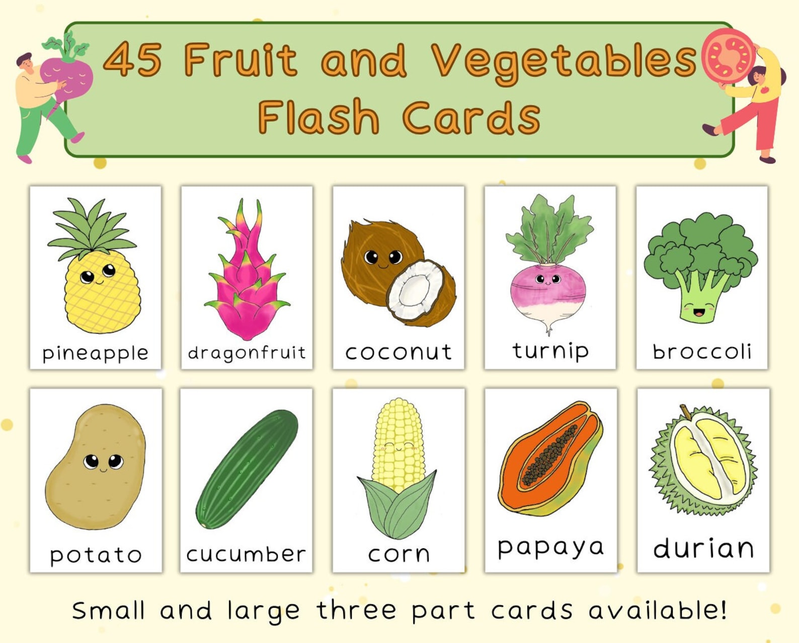 45 Fruits and Vegetables Flash Cards | Montessori Flashcards ...