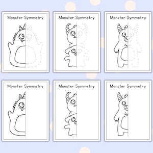 20 Cute Monster Symmetry Sheets | Tracing Worksheets | Early Finishers ...
