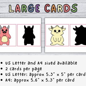 20 Cute Monsters Shadow Matching Game | Monster Puzzles | Matching ...