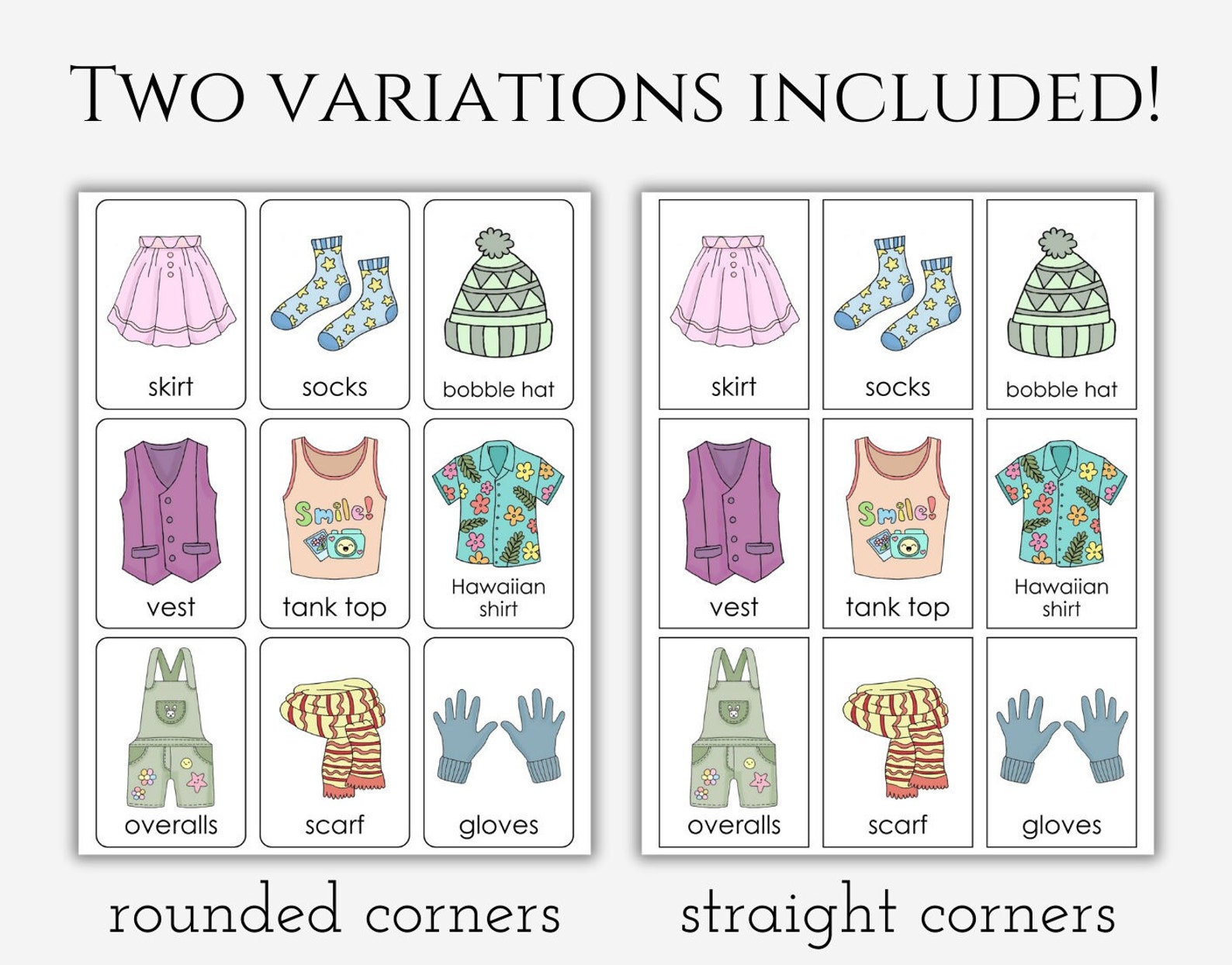 50 Clothes and Accessories Flashcards | Montessori Toddler Flash Cards ...