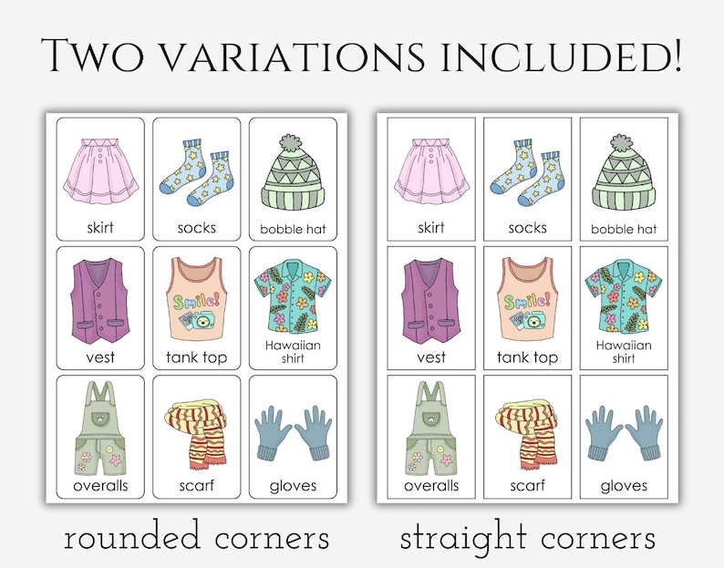 50 Clothes and Accessories Flashcards | Montessori Toddler Flash Cards ...