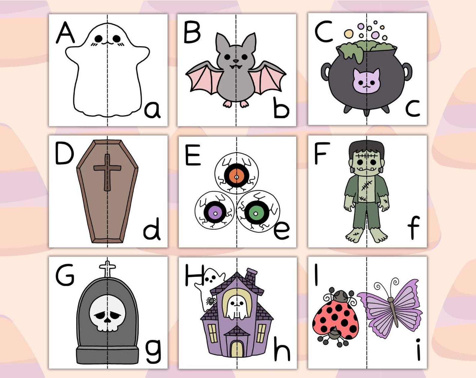 26 Halloween Alphabet Matching Game | Uppercase Lowercase Letter ...