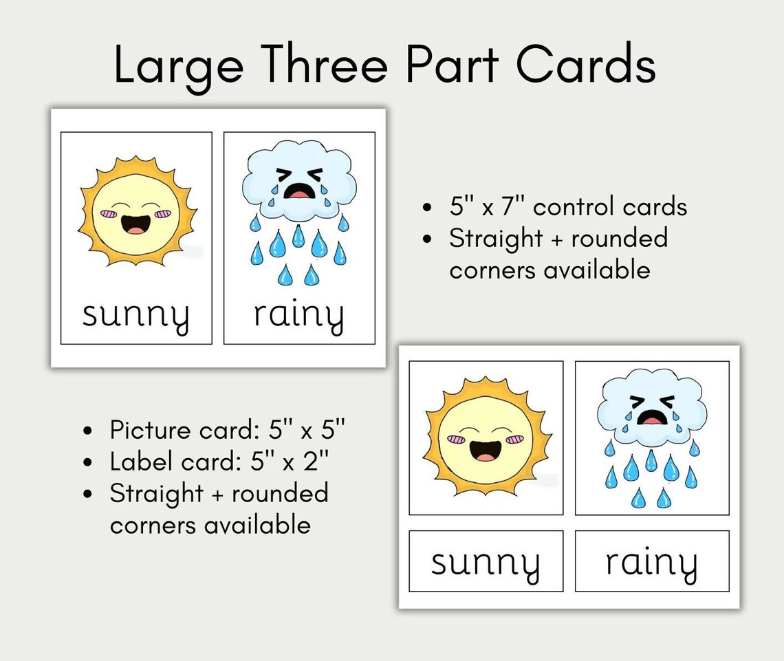 Weather Flash Cards Montessori Flashcards Homeschool Printables Toddler ...