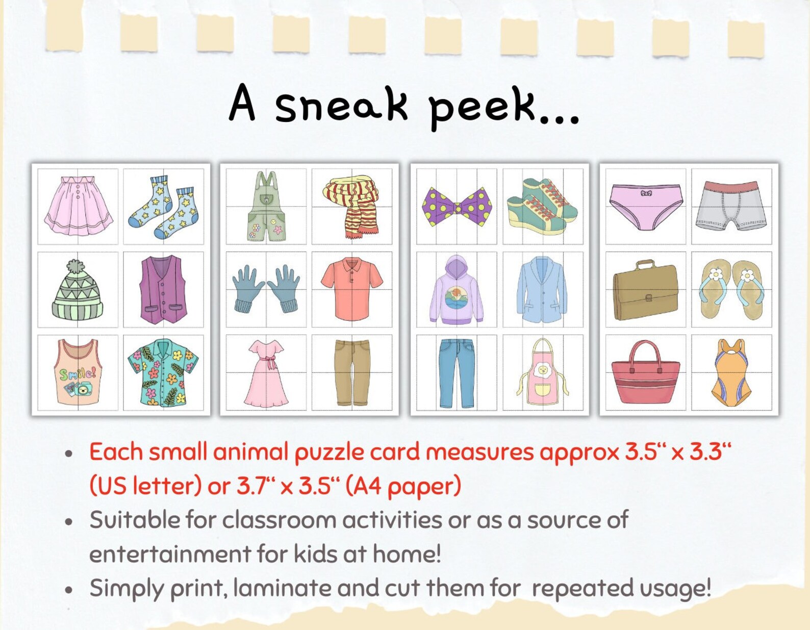 50 Clothes and Accessories Matching Game | Toddler Puzzle Activity ...