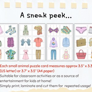 50 Clothes and Accessories Matching Game | Toddler Puzzle Activity ...