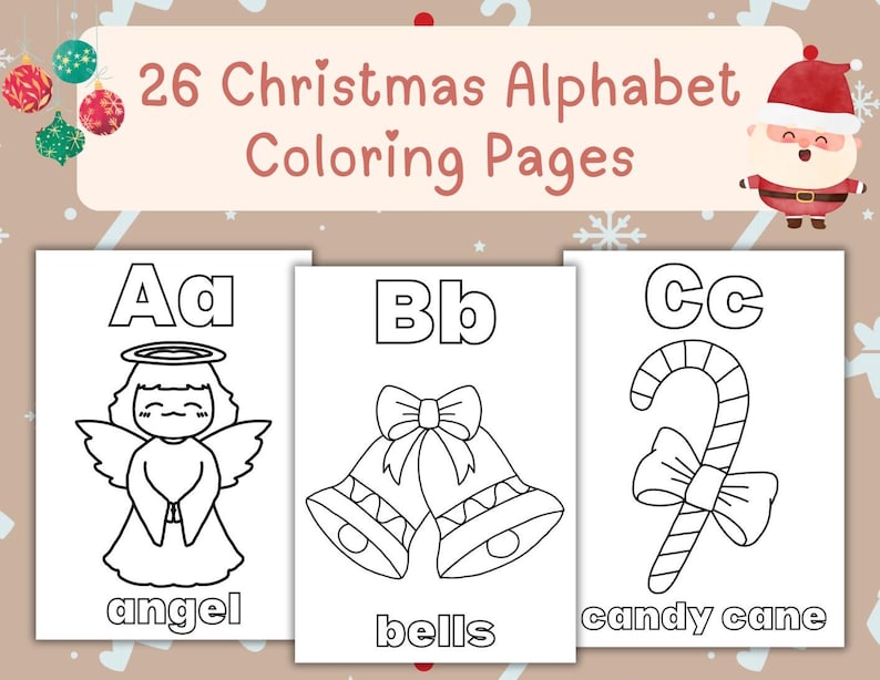 26 Christmas Alphabet Coloring Pages | Preschool Coloring Sheets | Xmas ...