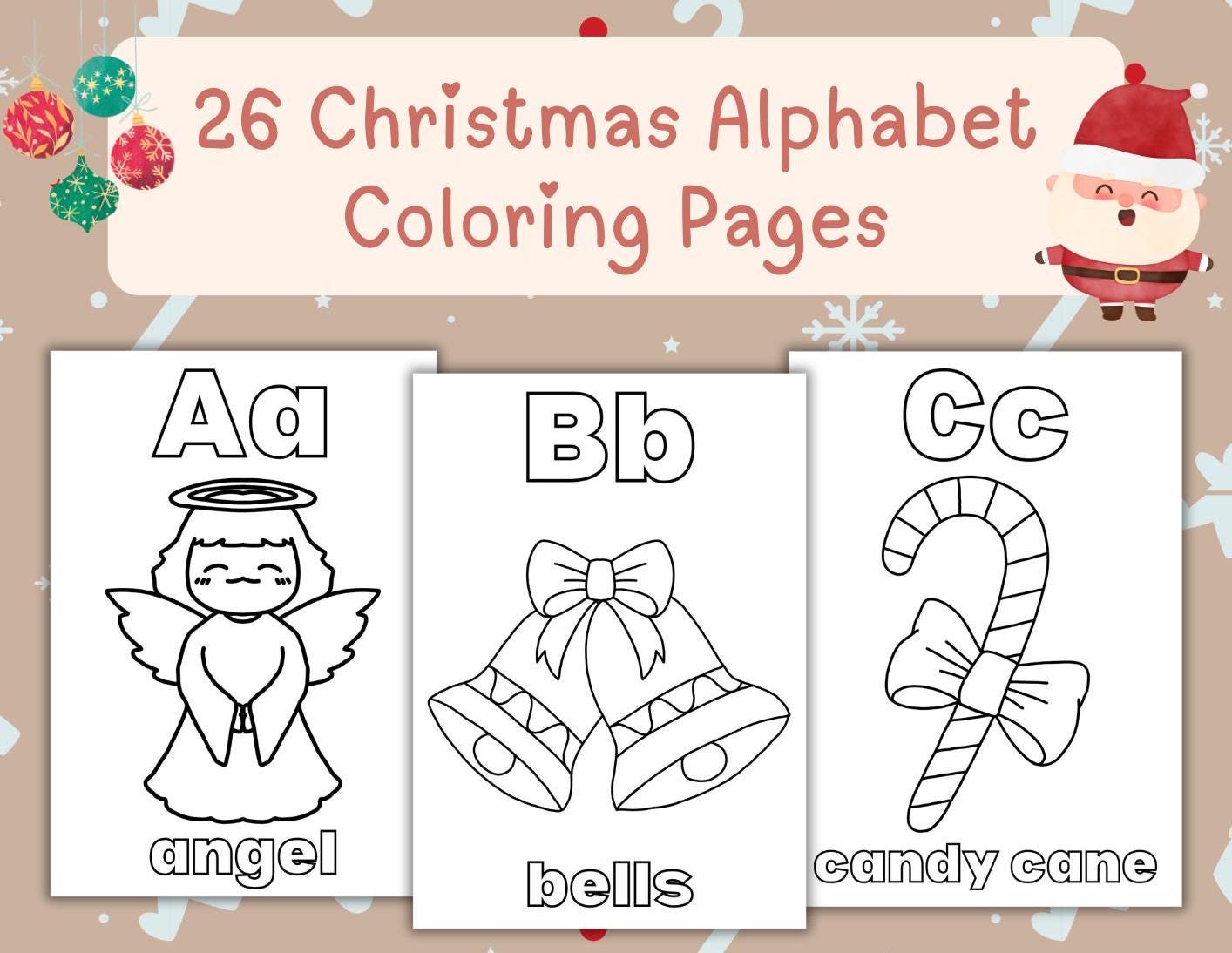 26 Christmas Alphabet Coloring Pages | Preschool Coloring Sheets | Xmas ...