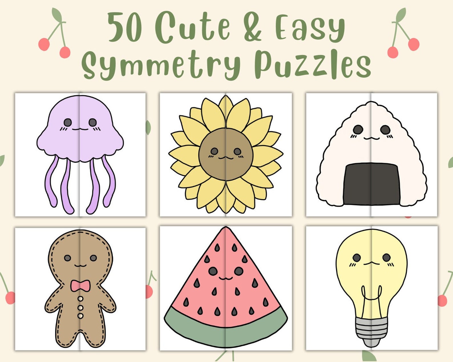 50 Cute Easy Symmetry Puzzles | Preschool Toddler Matching Game ...