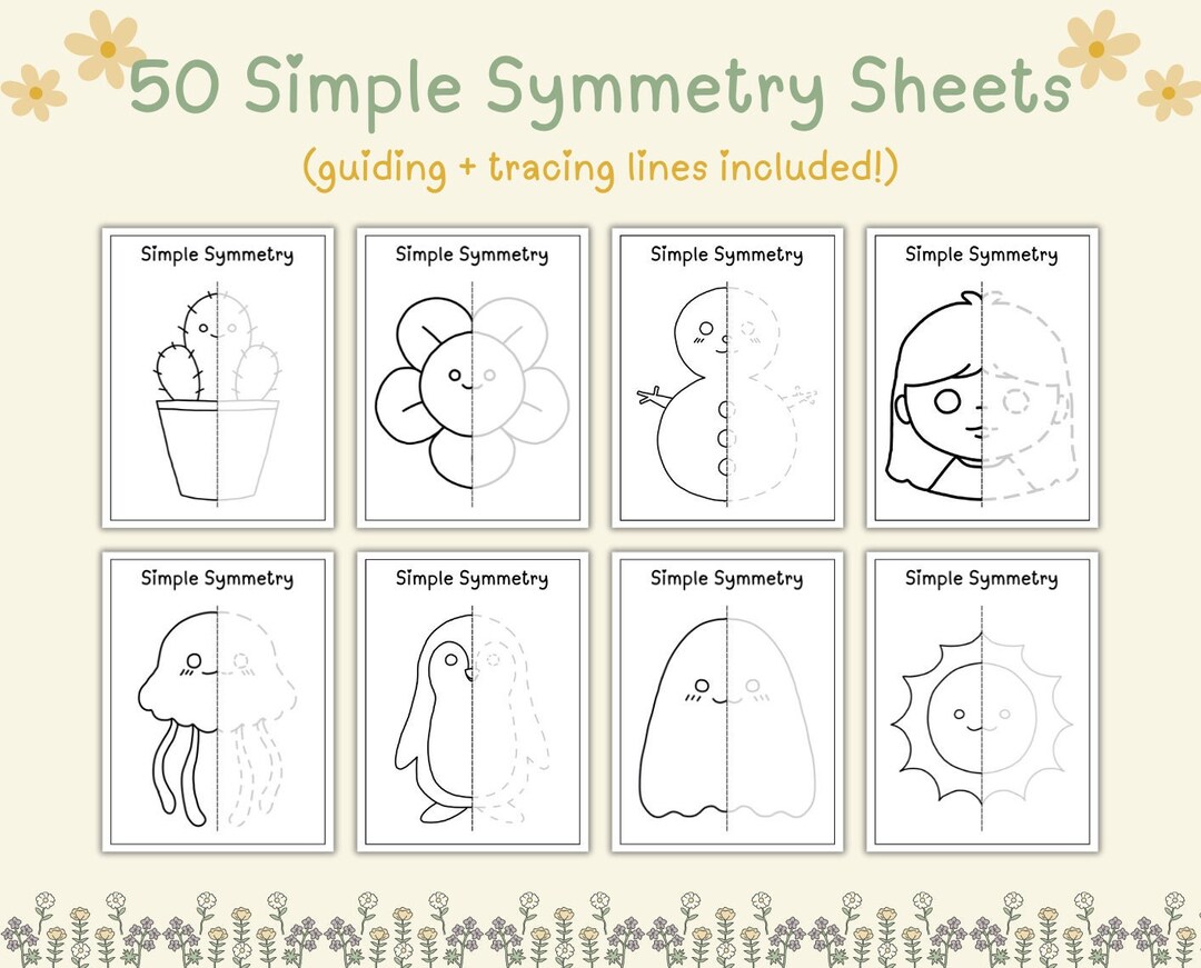 50 Simple Symmetry Worksheets | Early Finishers | Preschool Symmetry ...