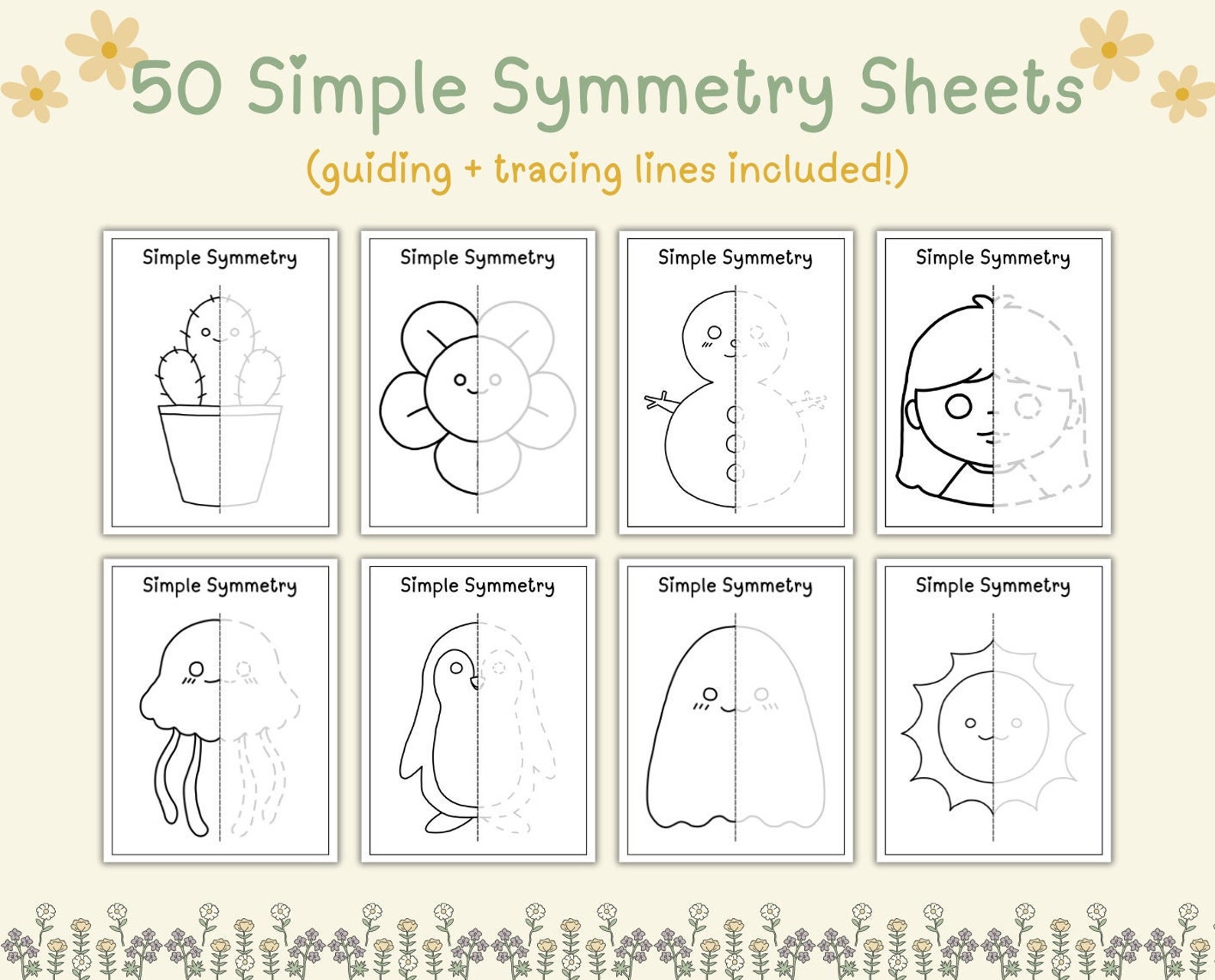 50 Simple Symmetry Worksheets | Early Finishers | Preschool Symmetry ...