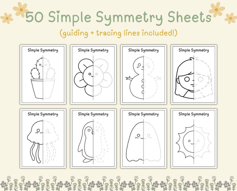 50 Simple Symmetry Worksheets | Early Finishers | Preschool Symmetry ...