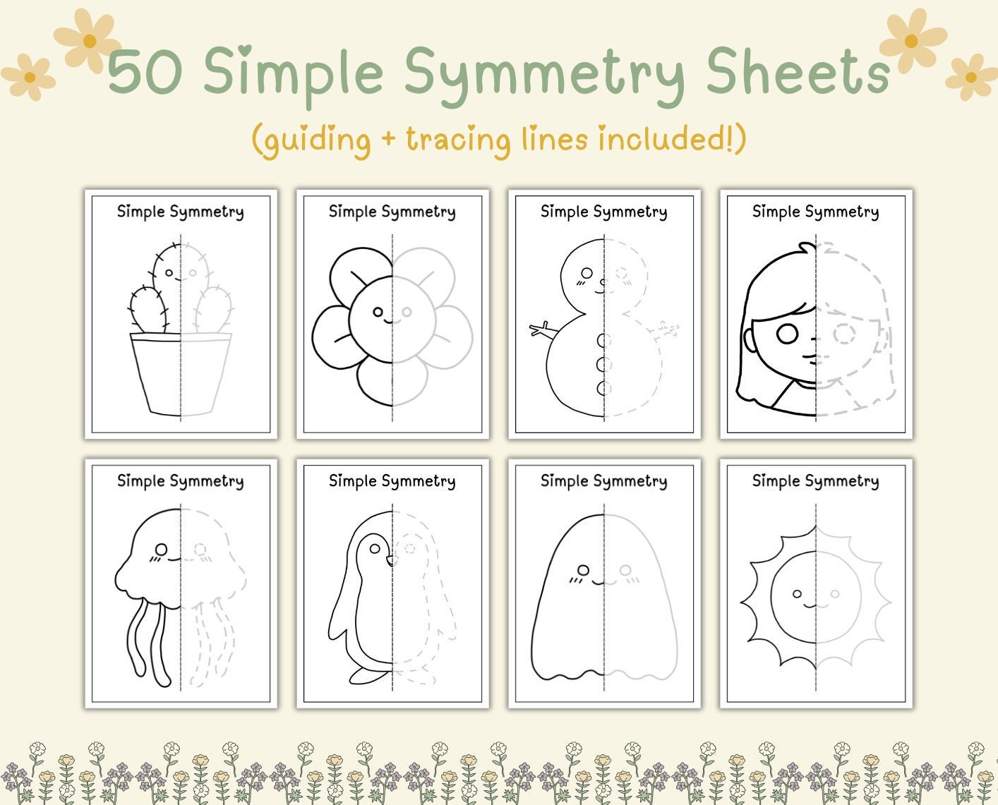50 Simple Symmetry Worksheets | Early Finishers | Preschool Symmetry ...