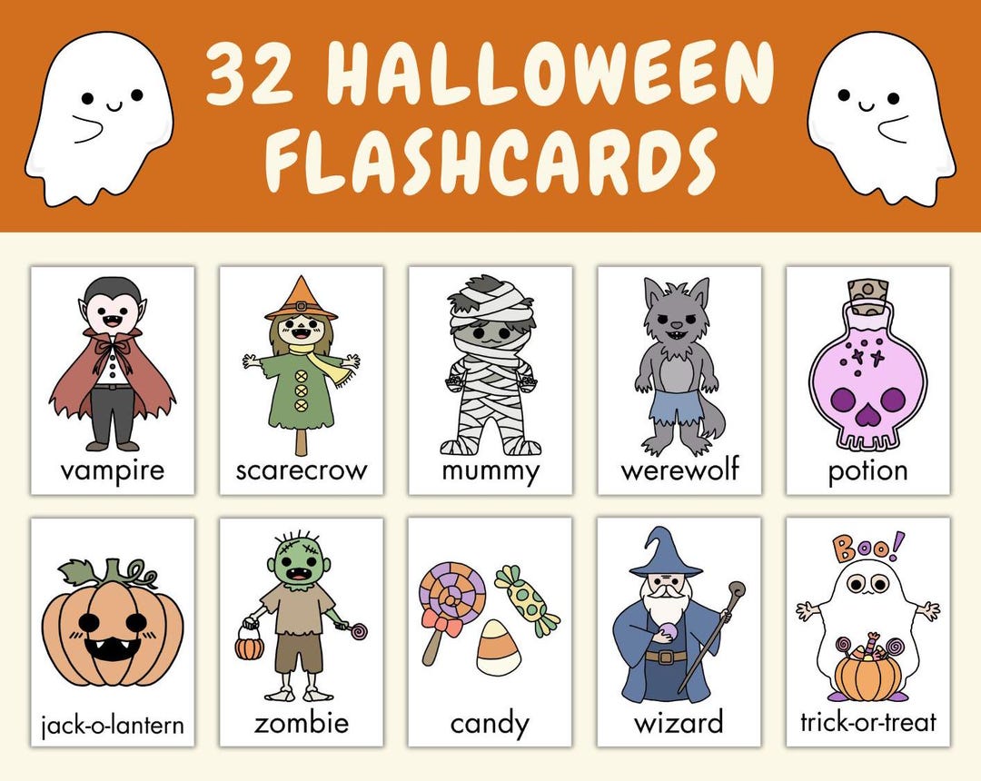 32 Halloween Vocabulary Flashcards | Preschool Homeschool Printables ...