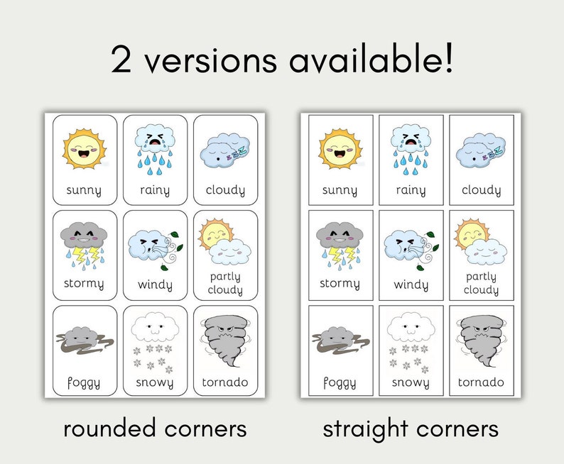 Weather Flash Cards Montessori Flashcards Homeschool Printables Toddler ...