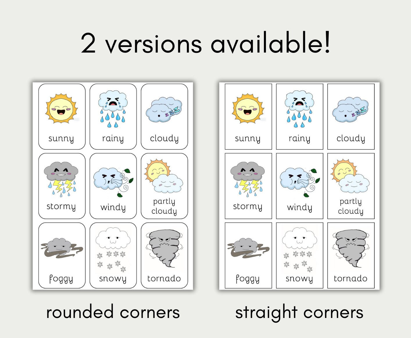Weather Flash Cards Montessori Flashcards Homeschool Printables Toddler ...