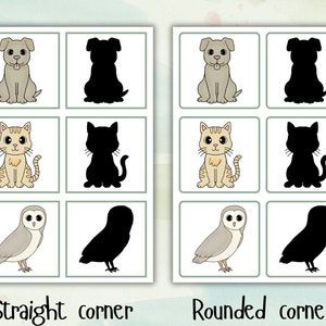 24 Farm Animal Matching Shadow Card Game | Matching Activities ...