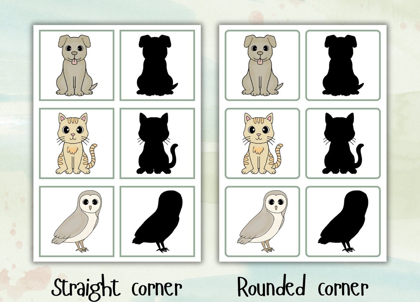 24 Farm Animal Matching Shadow Card Game | Matching Activities ...