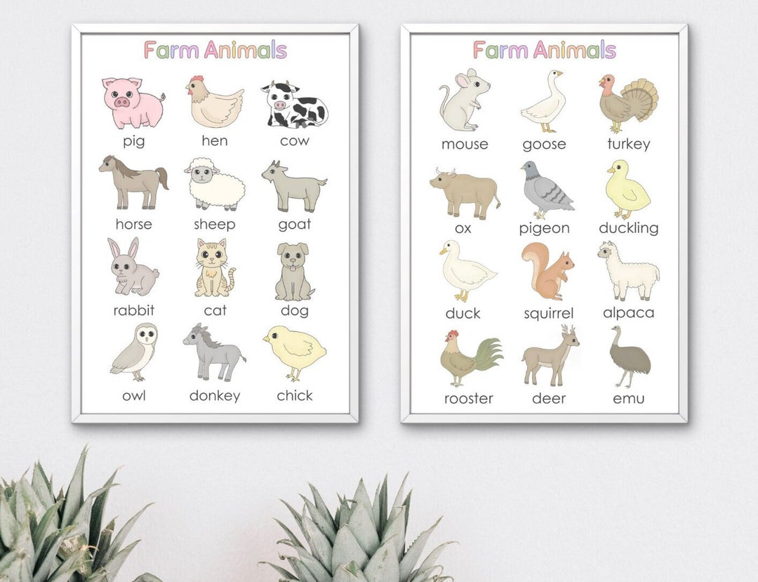 24 Farm Animals Poster | Educational Posters | Montessori Printables ...