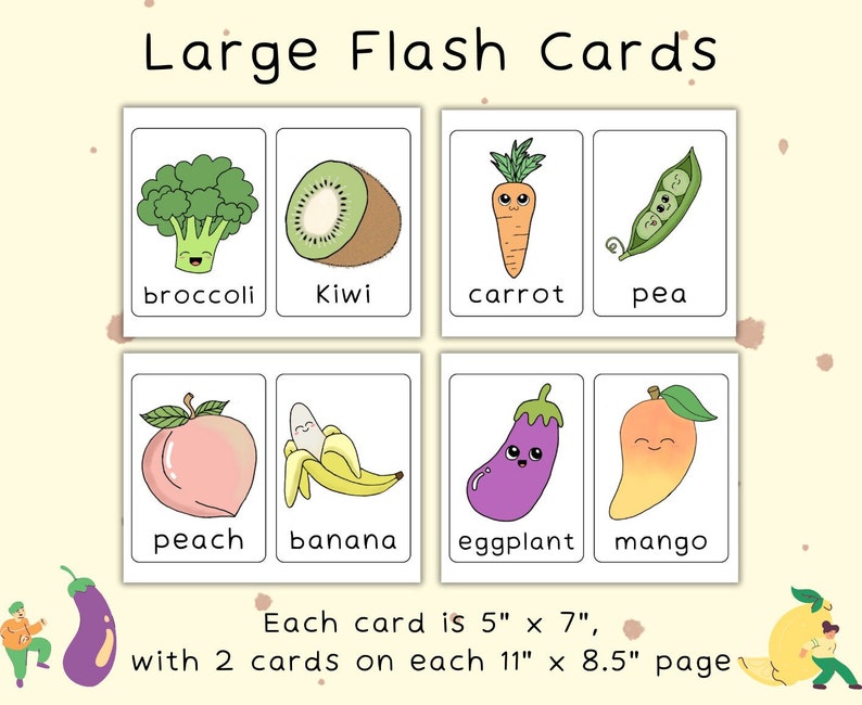 45 Fruits and Vegetables Flash Cards | Montessori Flashcards ...