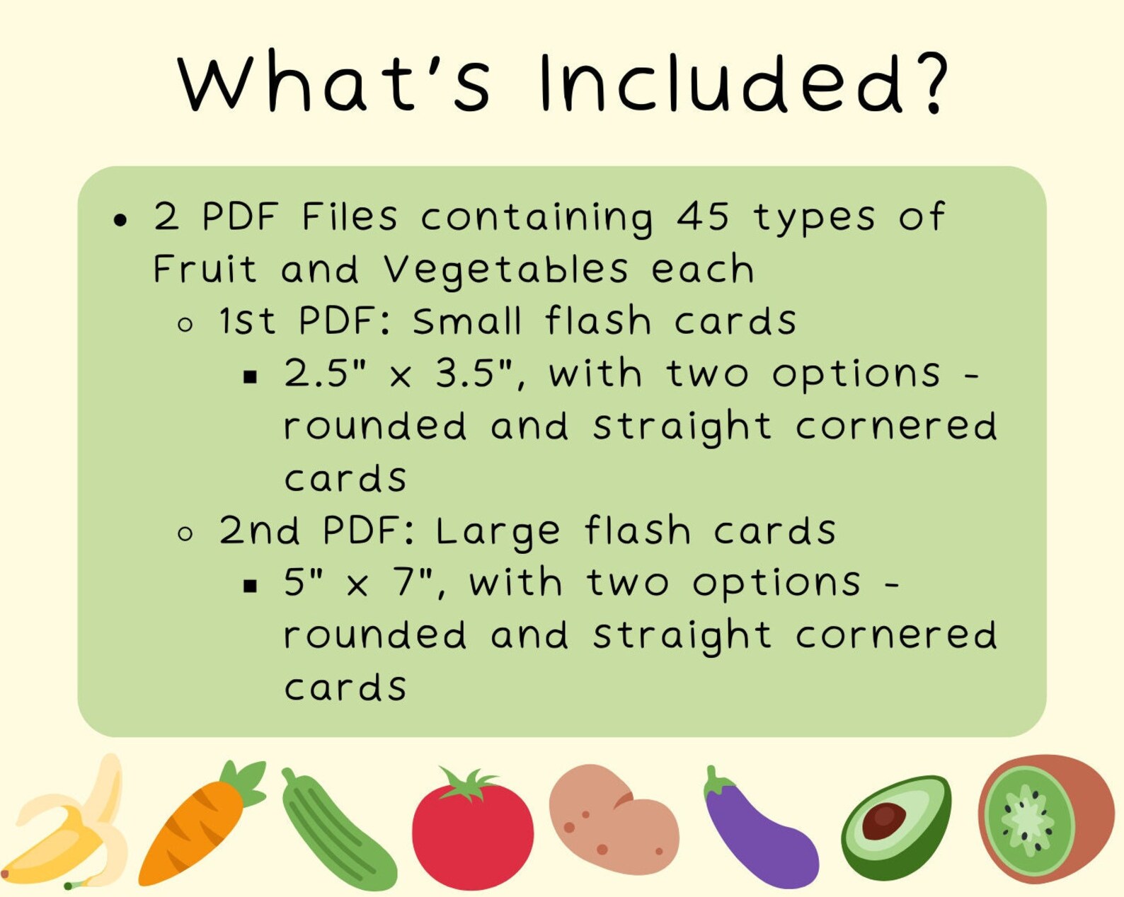 45 Fruits and Vegetables Flash Cards Montessori Flashcards Preschool ...