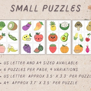 45 Fruits and Vegetables Puzzles | Preschool Matching Card | Montessori Printables | Toddler ...