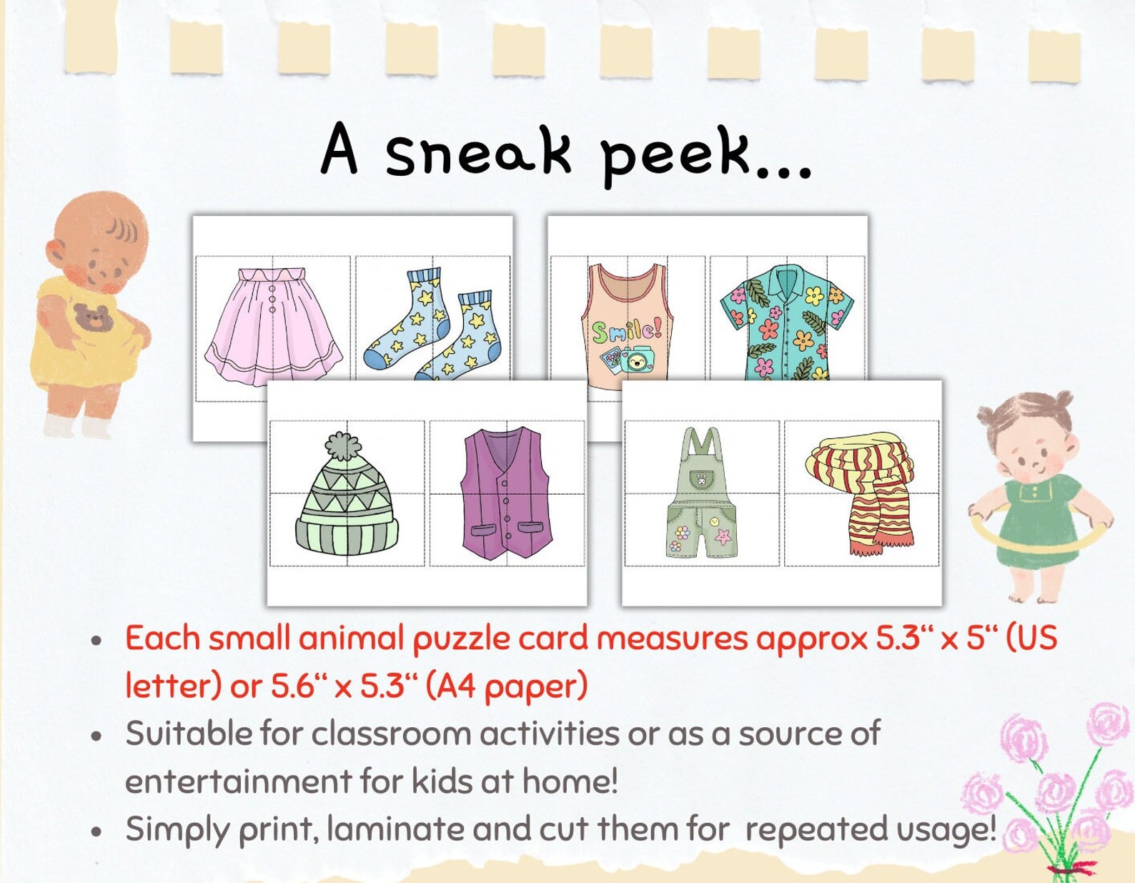 50 Clothes and Accessories Matching Game | Toddler Puzzle Activity ...